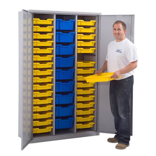 Lockable Cupboard With 41 Gratnells Trays At Rapid Racking