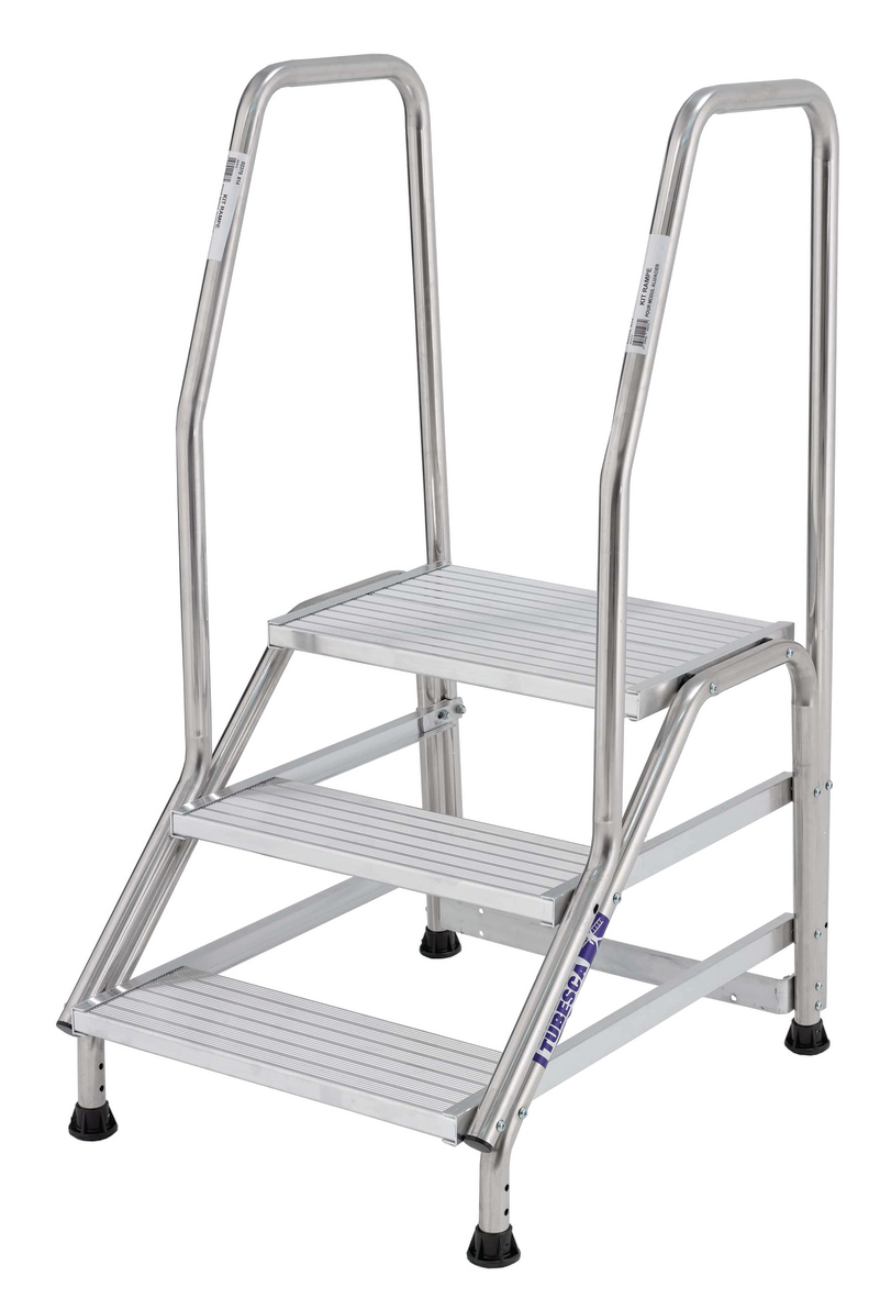 Fixed step stool with 2 hand rails - Rapidracking.com