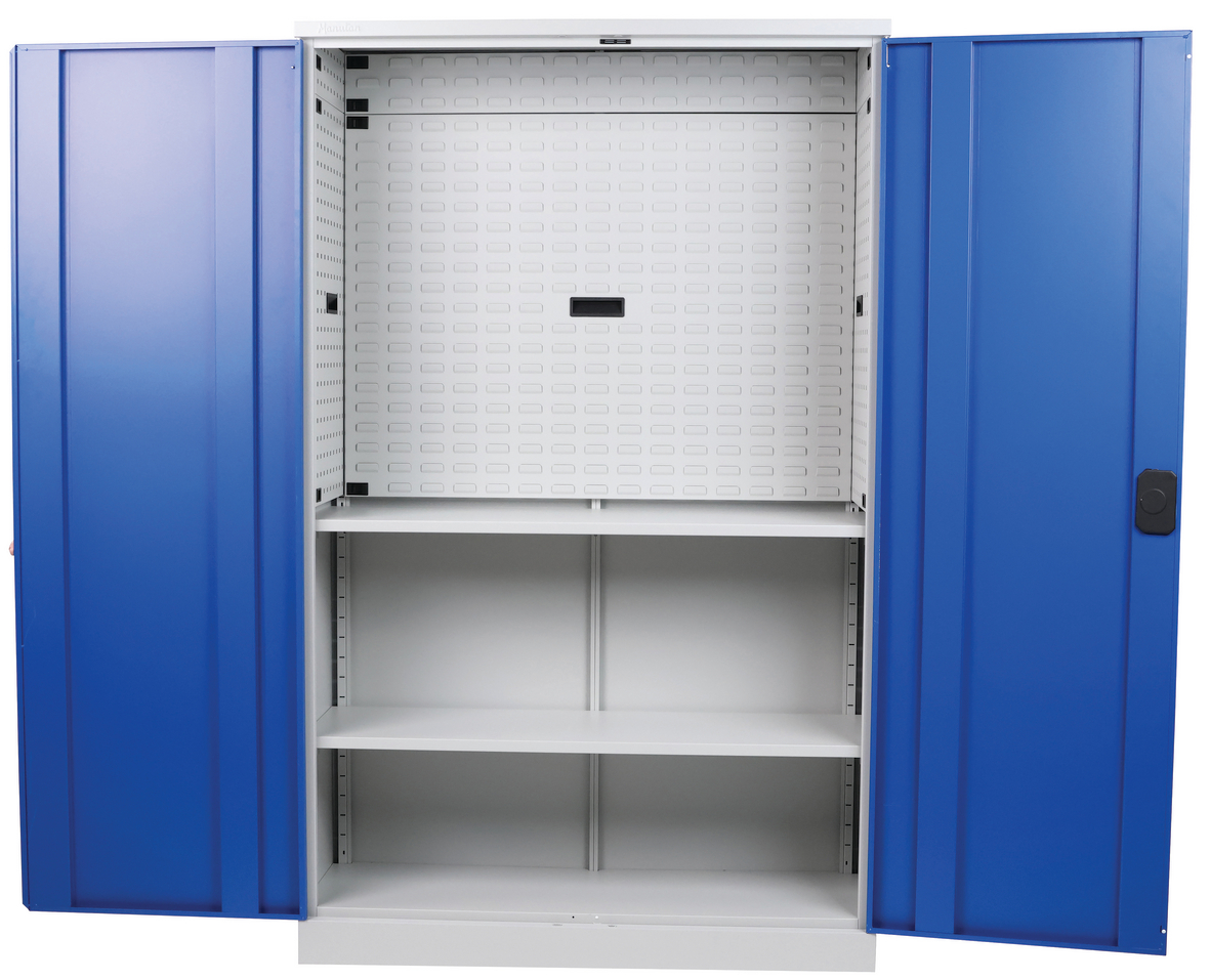 Large Blue Tool Cupboard With Louvre Panels - Flat Pack - Manutan ...