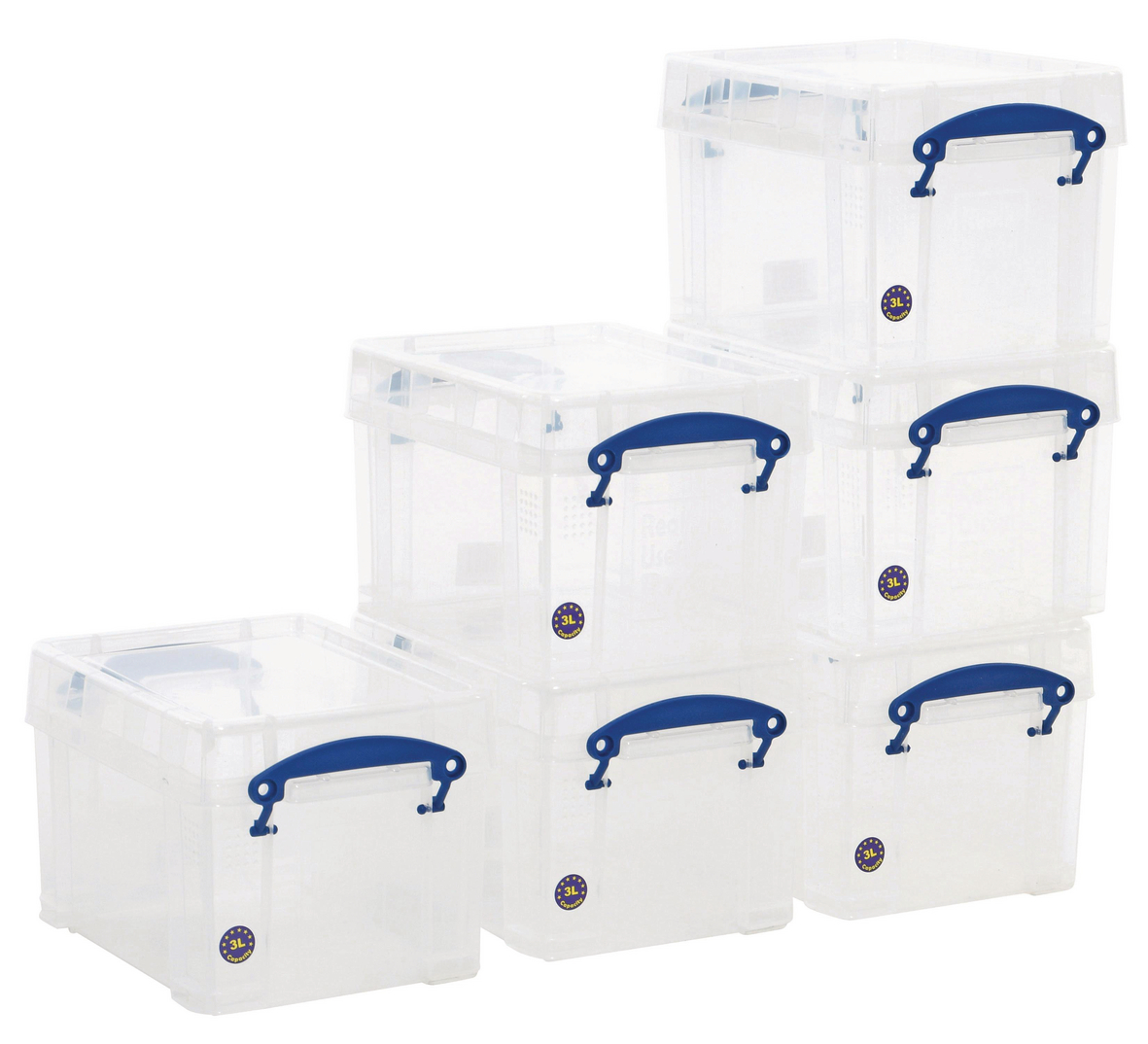3 L Clear Really Useful Box Pack of 6 - Rapid Racking