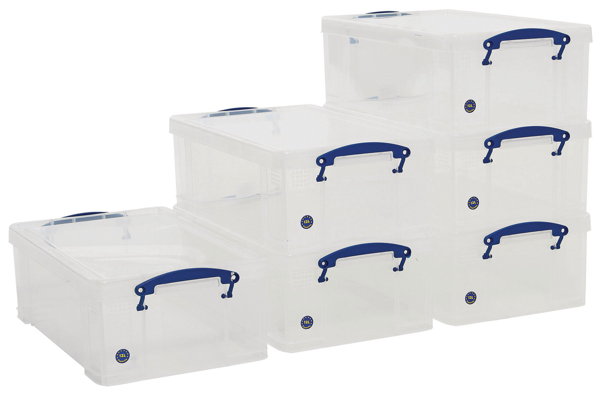 12 L Clear Really Useful Box Pack of 6 - Rapid Racking