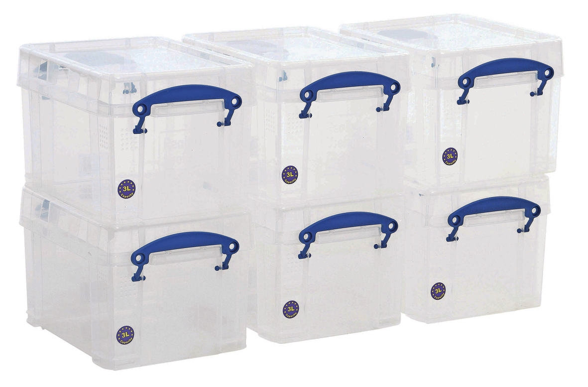 3 L Clear Really Useful Box Pack of 6 - Rapid Racking