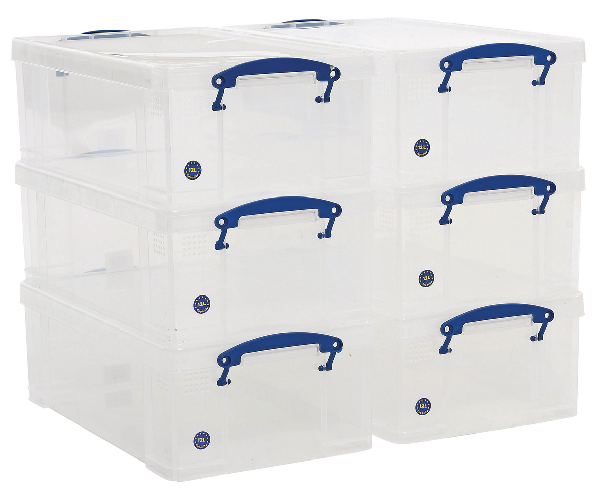12 L Clear Really Useful Box Pack of 6 - Rapid Racking
