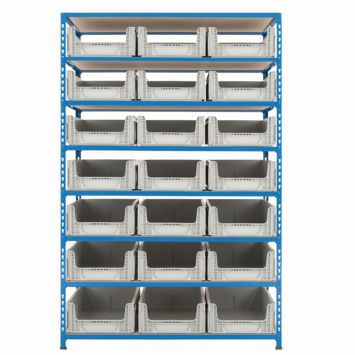 Rapid 2 Bay Blue & 21 Grey Euro containers - Rapid Racking