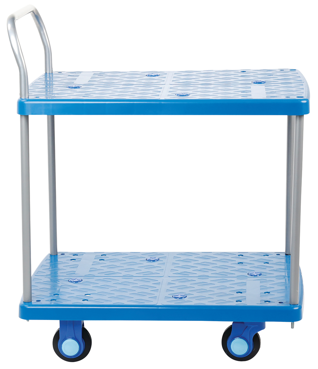 Two Shelf Plastic Trolley - Two Tiers - 150kg Capacity - Manutan Expert - Rapidracking.com
