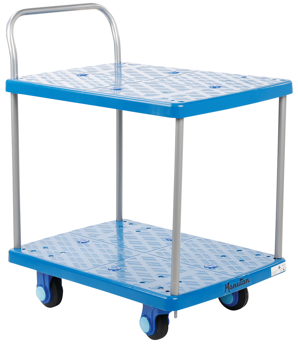 Manutan Two Shelf Plastic Trolley - 150kg - Rapid Racking