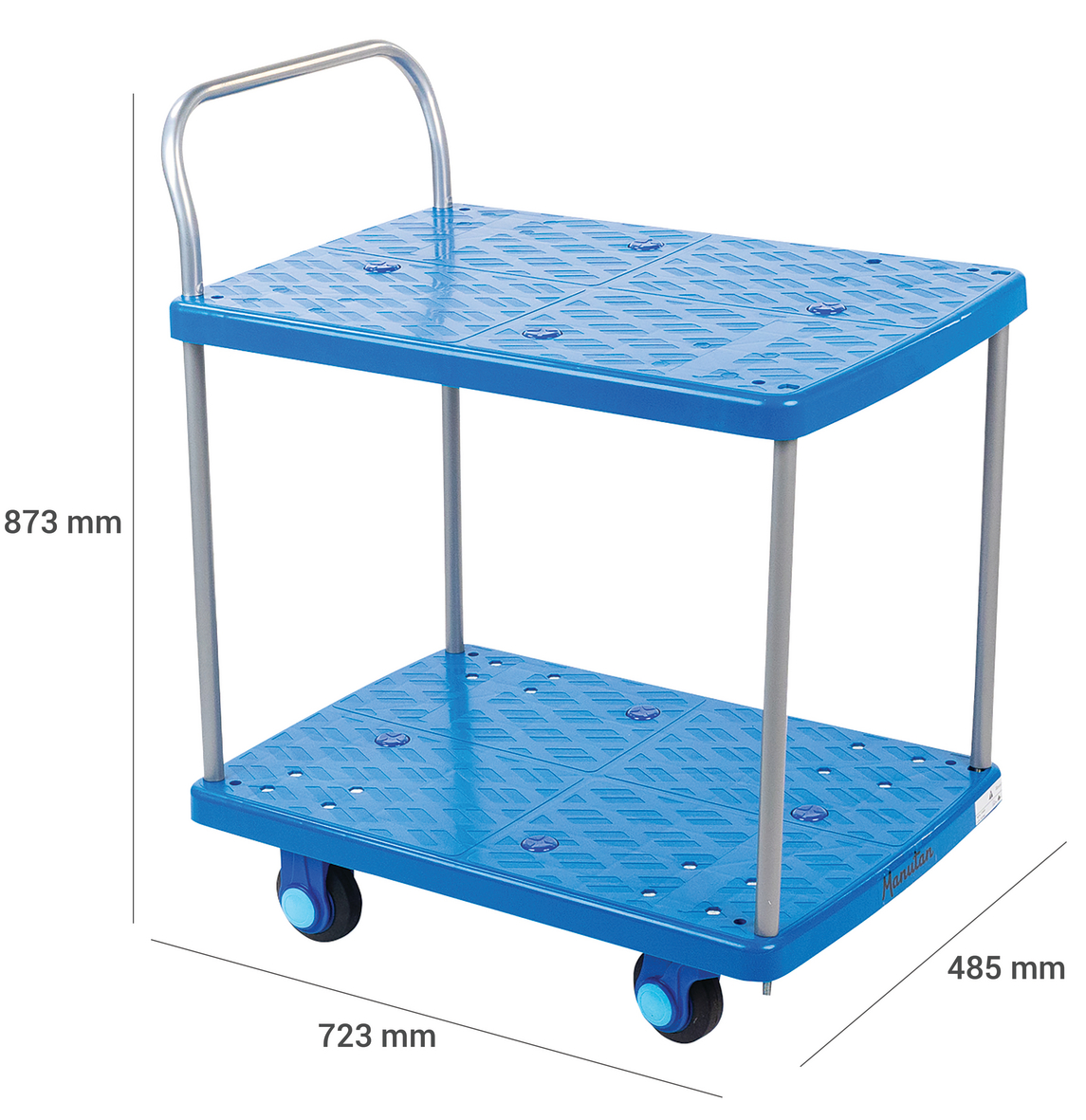 Manutan Two Shelf Plastic Trolley - 150kg - Rapid Racking