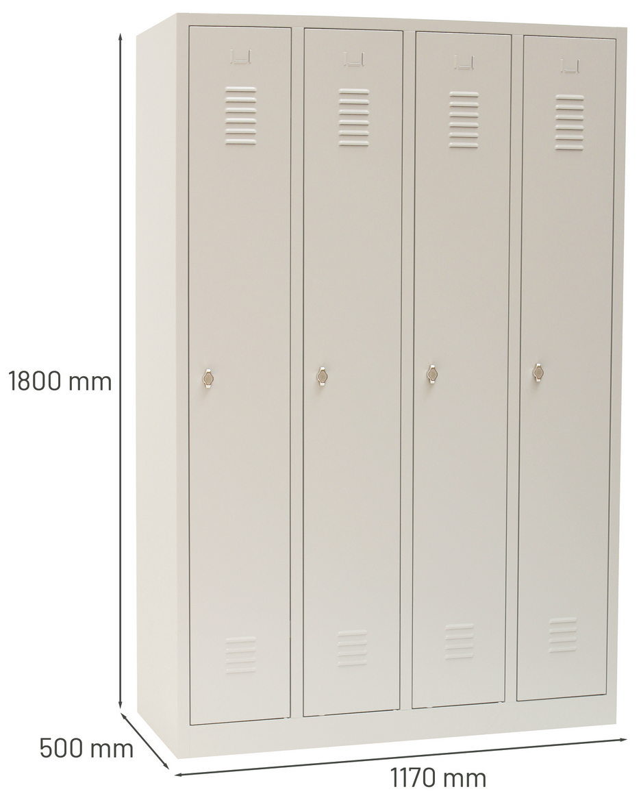 4 Nested Grey 1 Door Metal Lockers - Hasp Lock & Stand -Manutan Expert ...