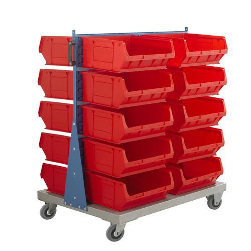 Double Sided Trolley With Bins - Rapid Racking