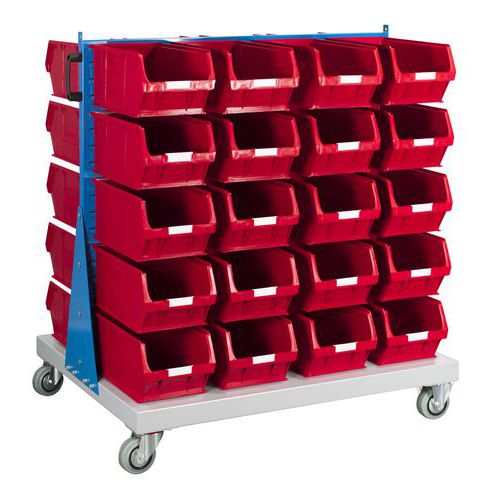 Double Sided Trolley With Bins - Rapid Racking