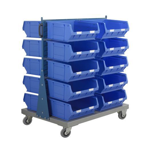Double Sided Trolley With Bins - Rapid Racking