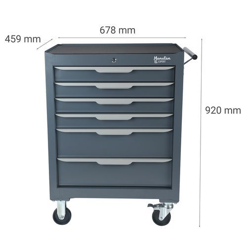 Steel Six-Drawer Trolley with Wheels - Rapid Racking