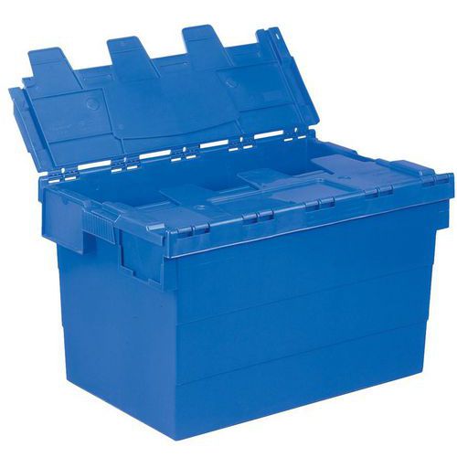 Attached Lid Container - 60L Capacity - Blue - Rapidracking.com