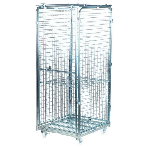 Safety roll container - Zinc-plated steel - Capacity 600 kg - Manutan ...