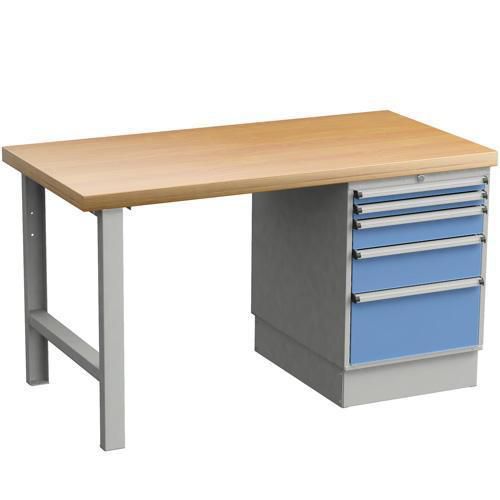 Heavy Duty Workbench with 5 Drawer Pedestal - Rapid Racking