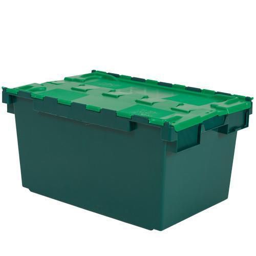 Tote box with attached lid 20l green - Rapid Racking