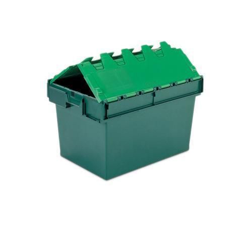 Tote box with attached lid 20l green - Rapid Racking