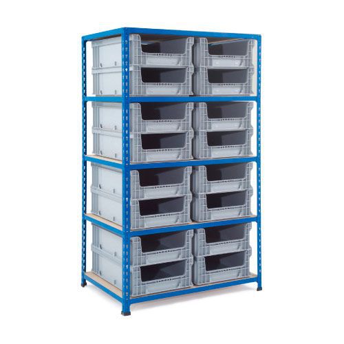 Rapid 2 Shelving with 16 Euro Containers - Rapid Racking