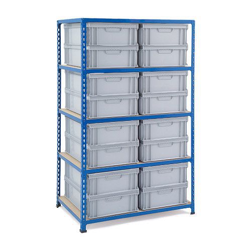Rapid 2 Shelving - 16 Solid Euro Containers - Rapid Racking