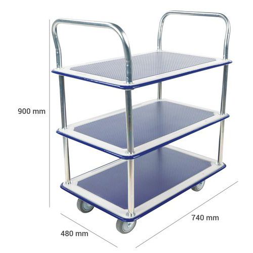 Manutan Steel Trolley - Anti Slip Shelves - Rapid Racking