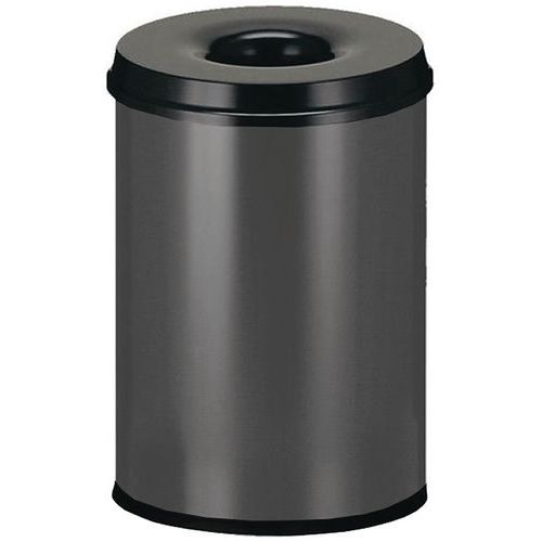 Metal Waste Bin - Fire Retardant - 20-110l - Black Or Grey - Manutan ...