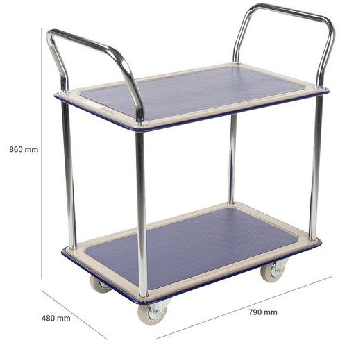 Trolley with 2 shelves - Capacity 120kg - Rapid Racking