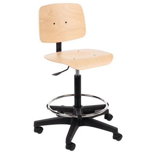 High workshop chair - On pads with footrest - Rapid Racking