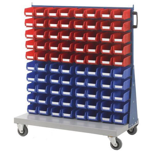 Single Sided Louvre Panel Trolley with Bins - Rapid Racking