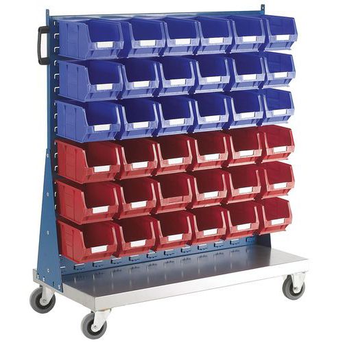 Single Sided Louvre Panel Trolley with Bins - Rapid Racking