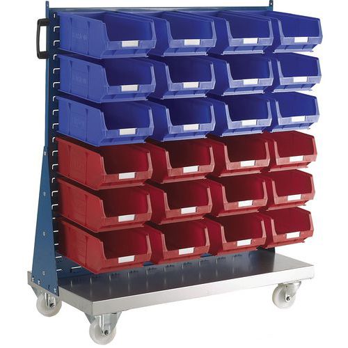 Single Sided Louvre Panel Trolley with Bins - Rapid Racking
