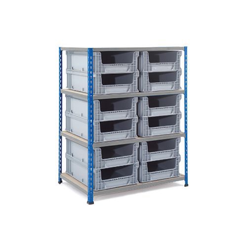 Rapid 2 Shelving with 12 Euro Containers - Rapid Racking