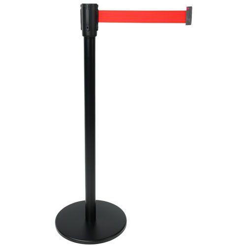 Black post with belt - 2 m - Steel - Manutan Expert - Rapidracking.com